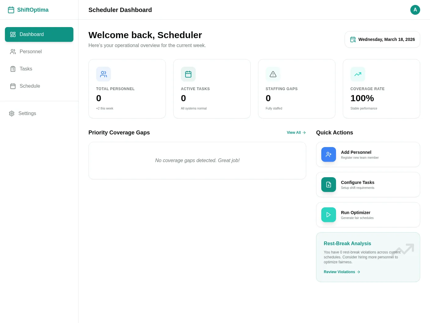 ShiftOptima Scheduler