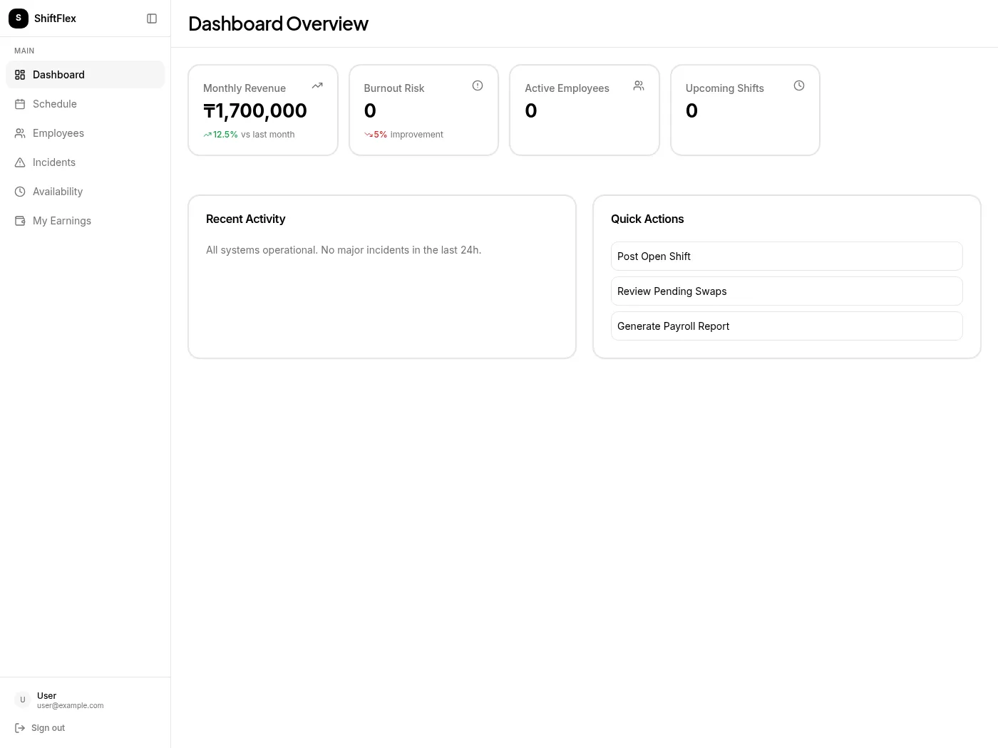 ShiftFlex Dashboard