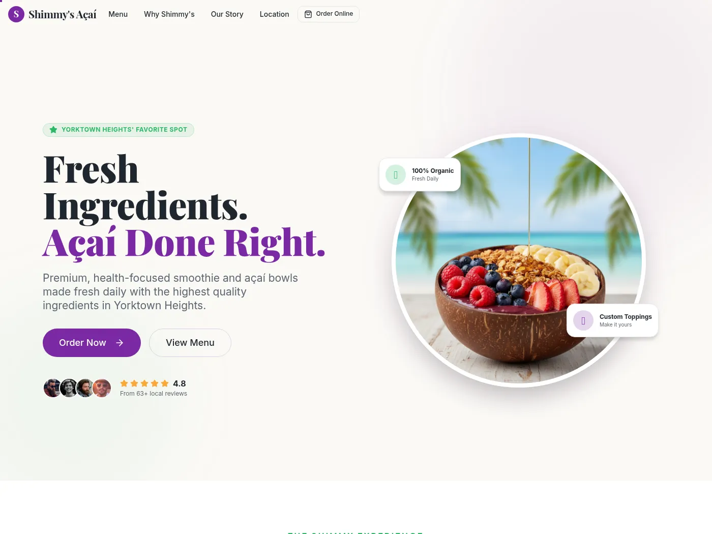 Shimmy’s Açaí Website