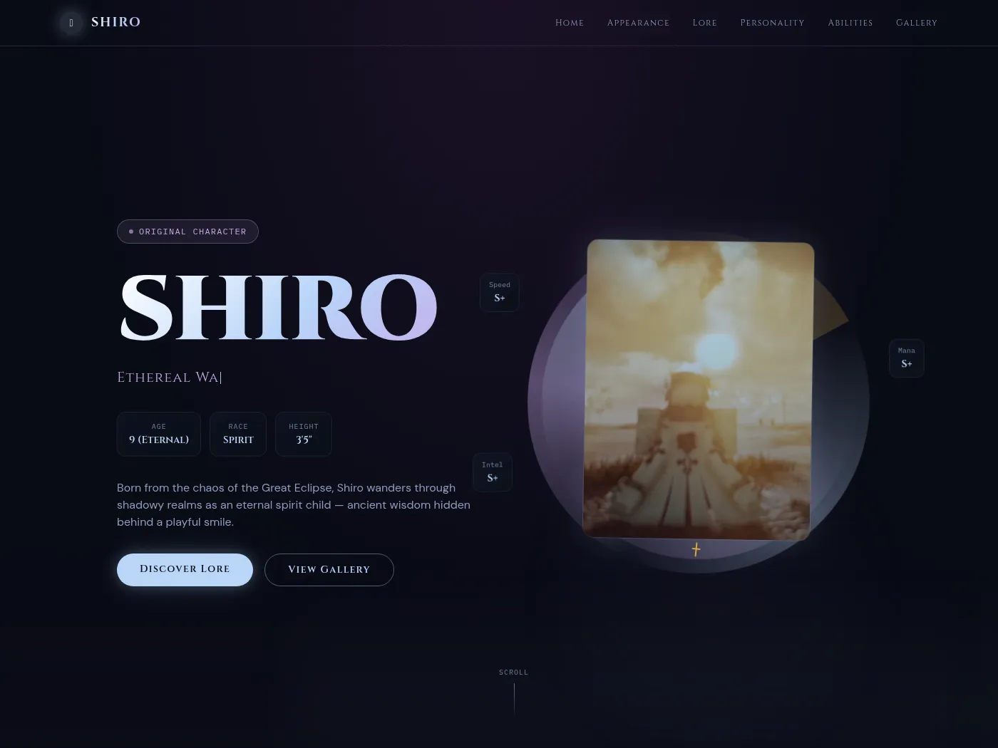 Shiro Character Web Showcase