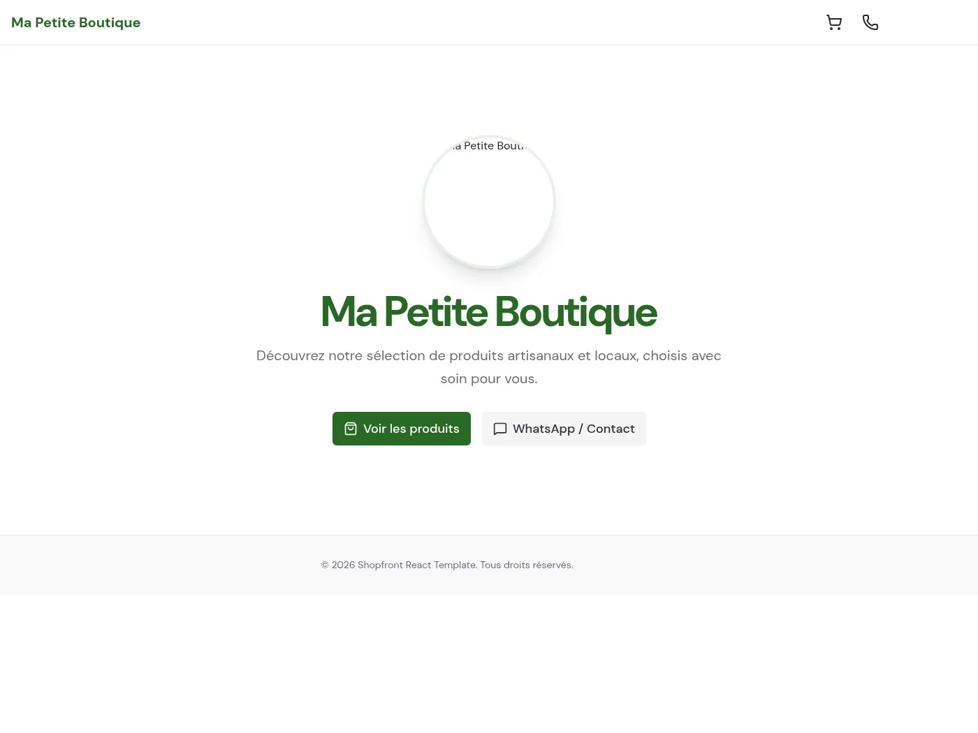 Shopfront React Template