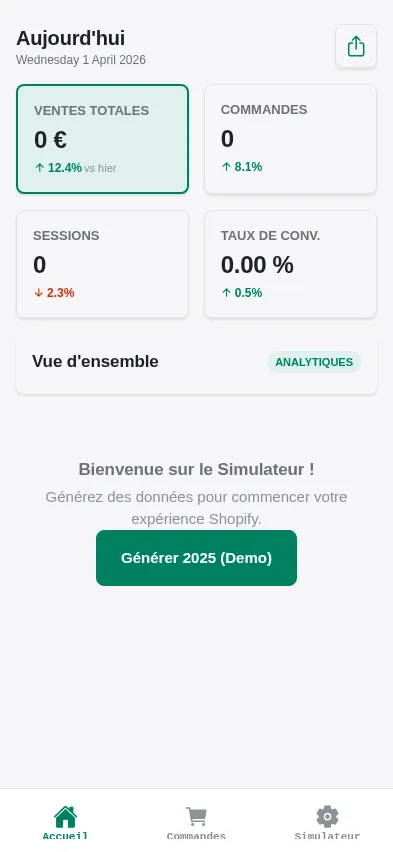 Shopify Dashboard Simulator