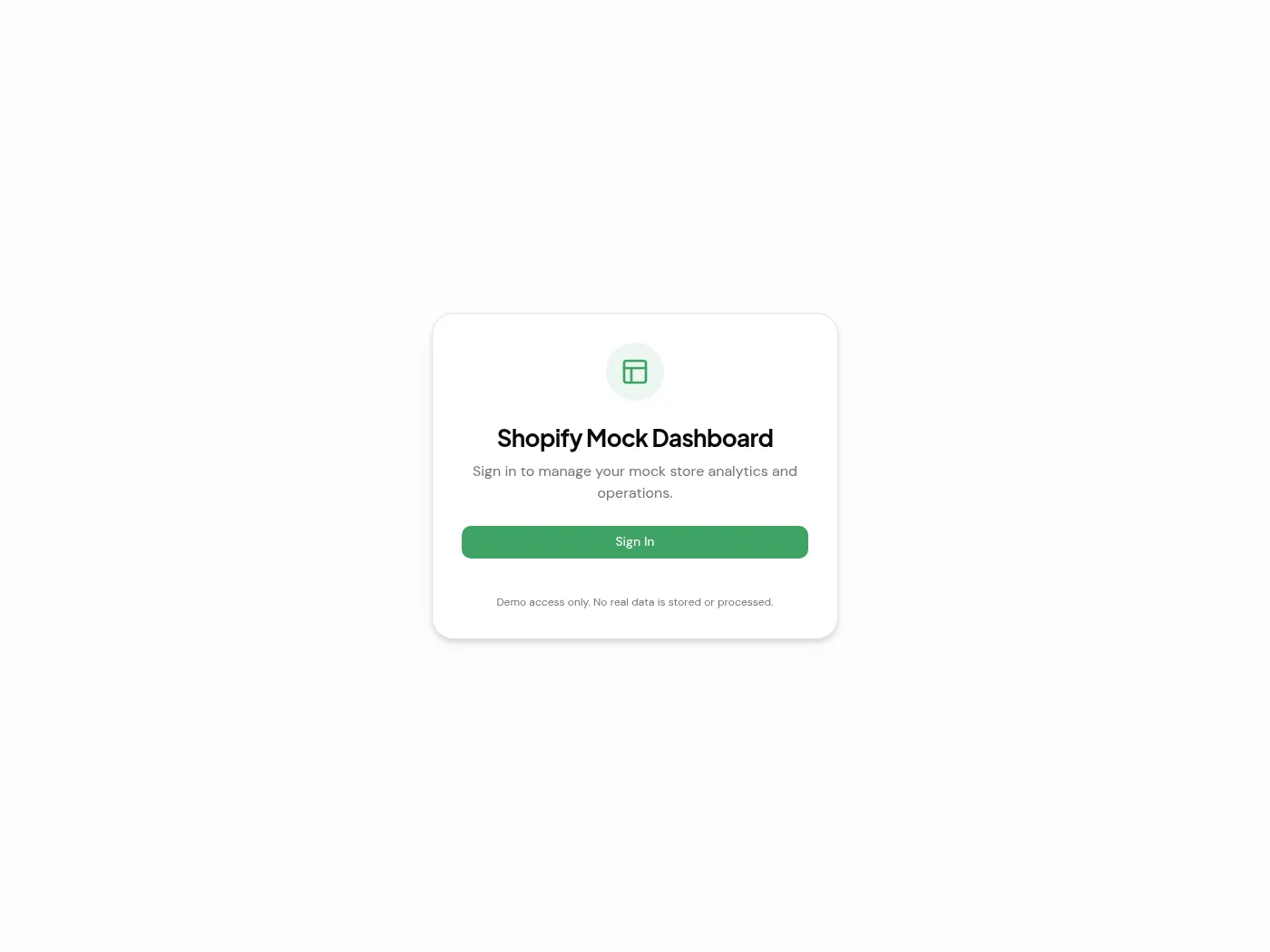 Shopify Mock Dashboard
