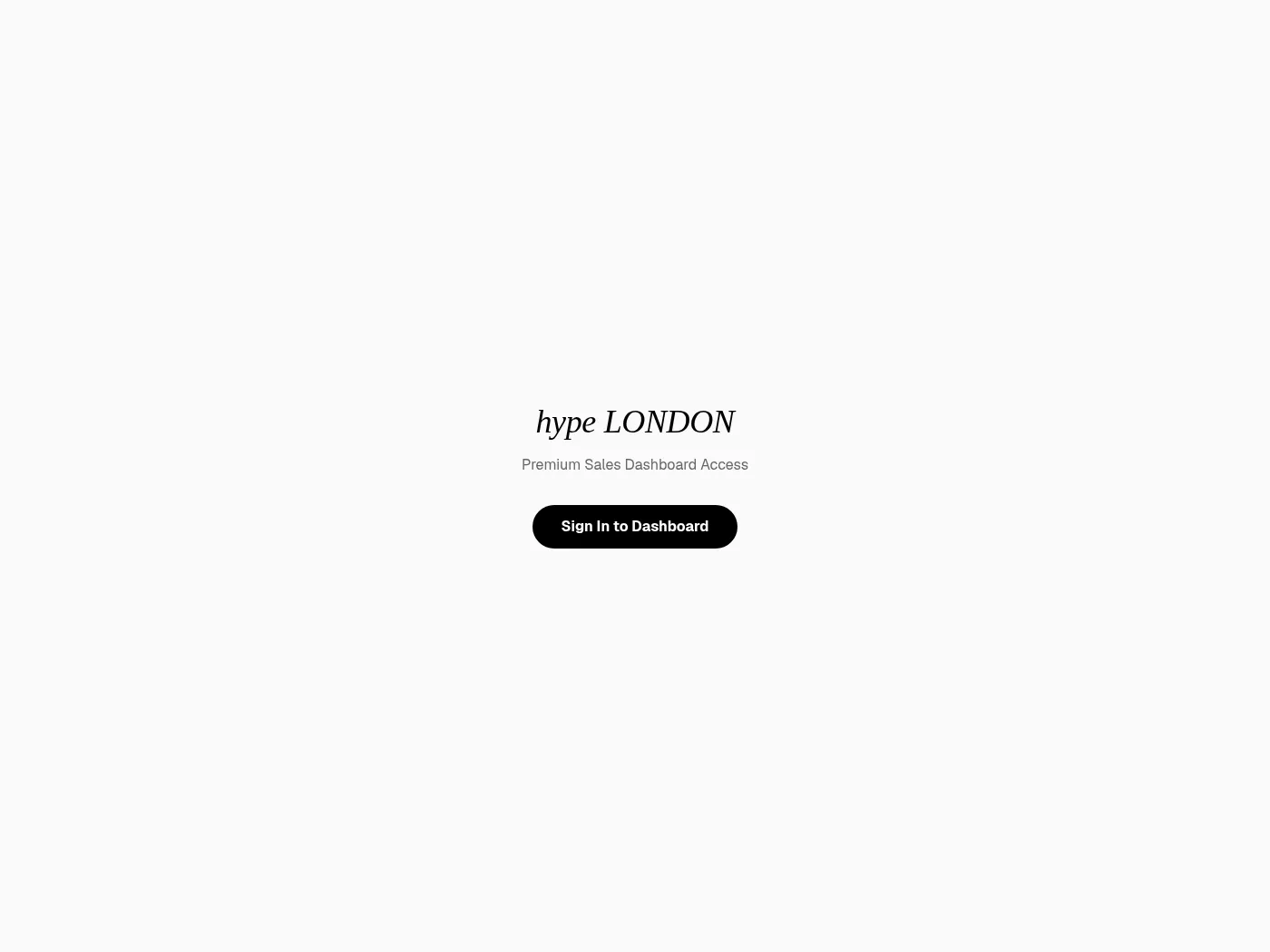 hype LONDON Sales Dashboard