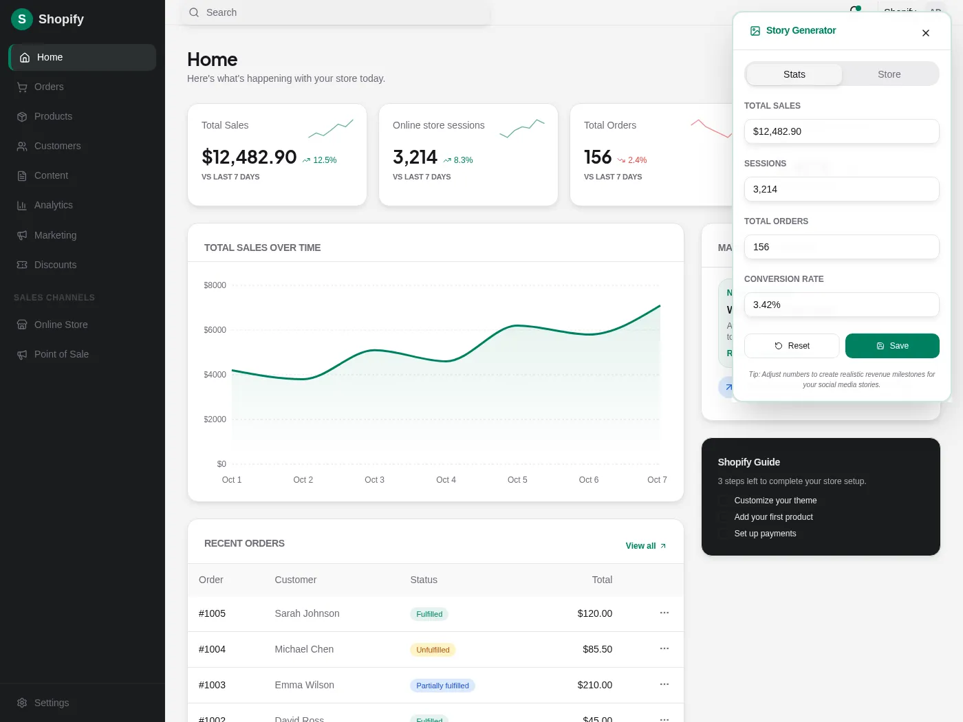 Shopify Story Dashboard
