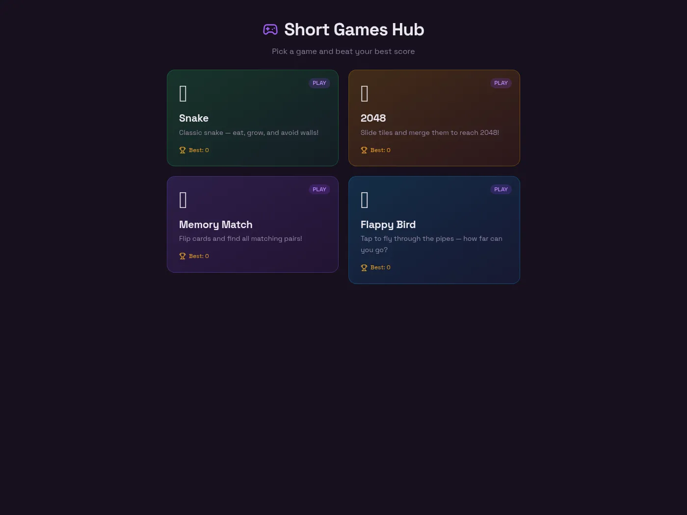 Short Games Hub