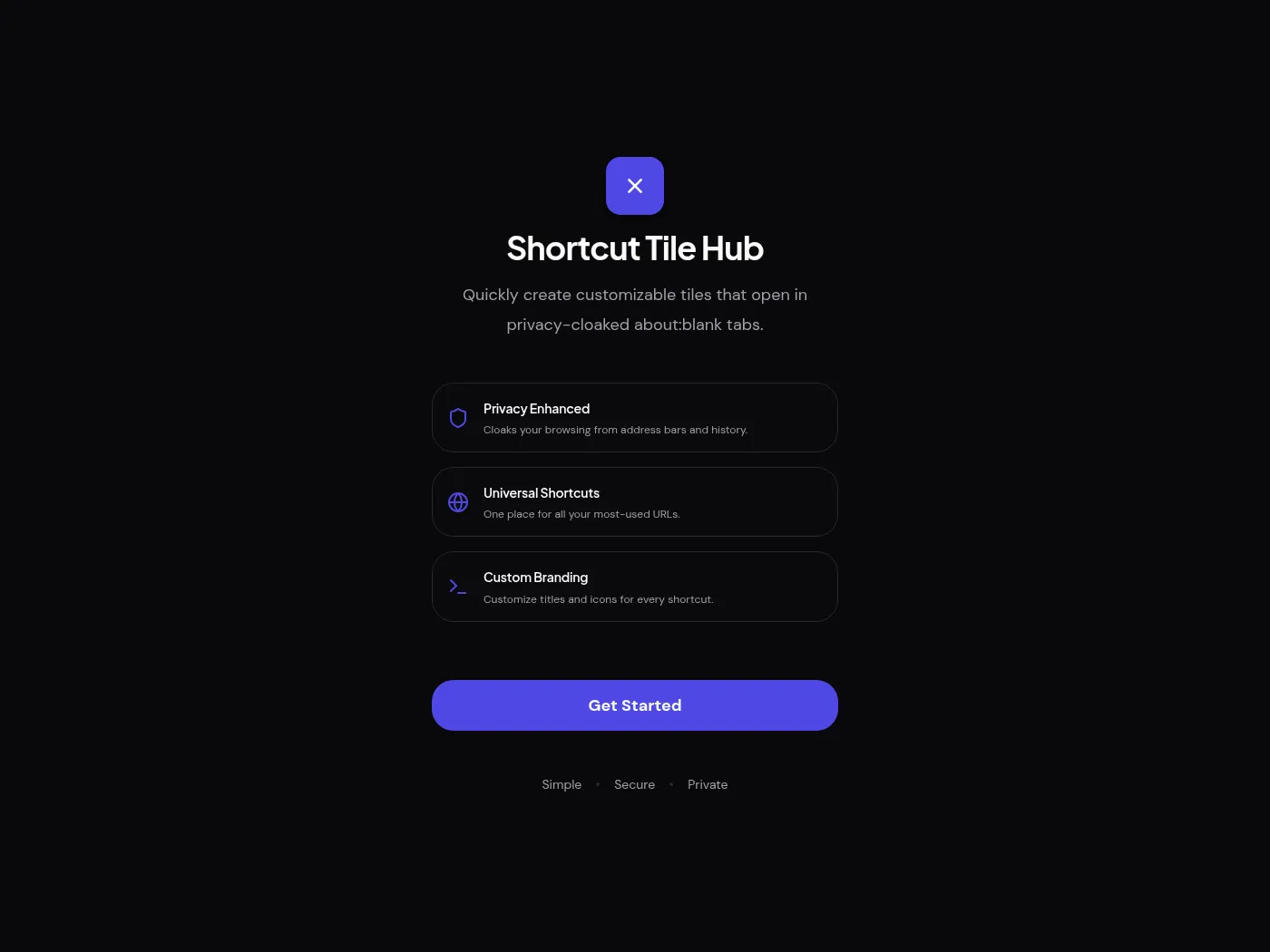 Shortcut Tile Hub