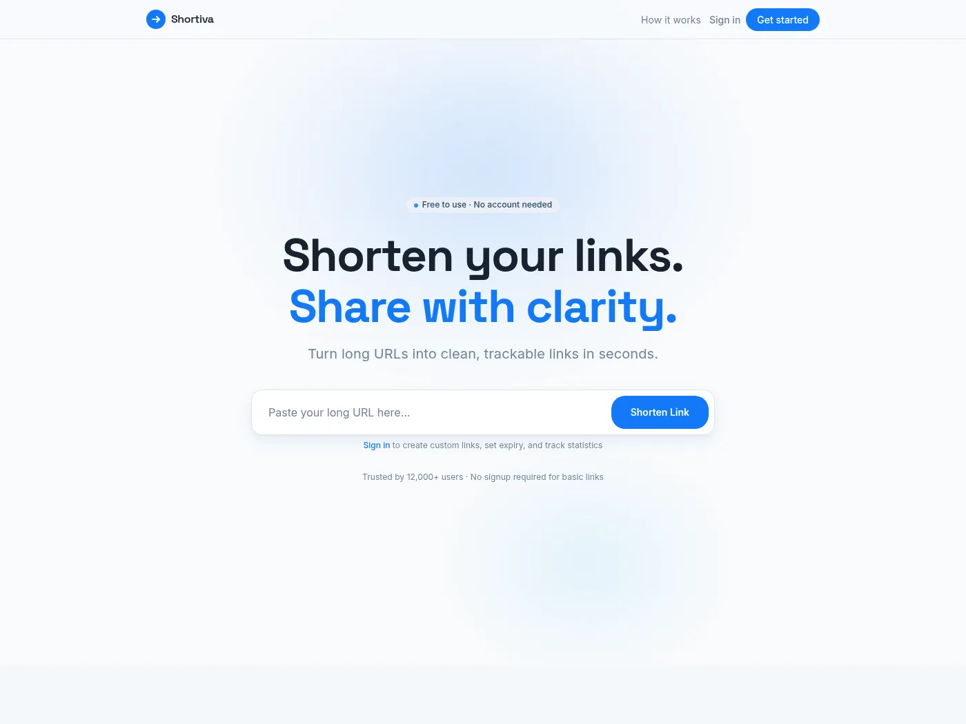 Shortiva Landing Page