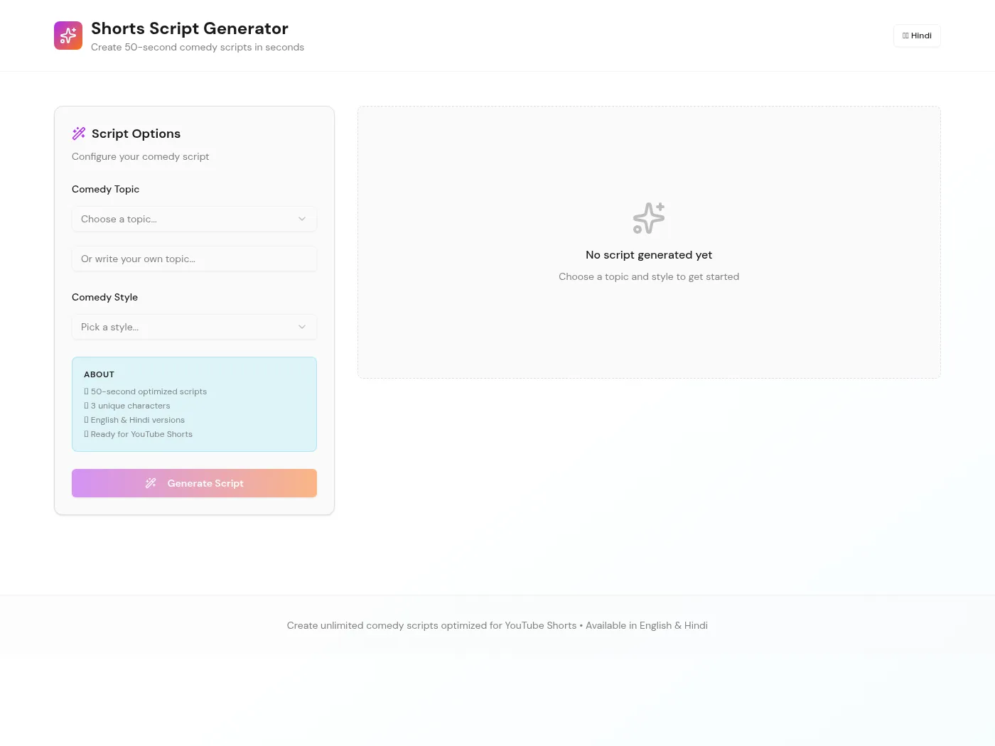 Shorts Script Generator