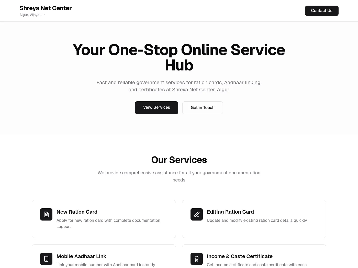 Shreya Net Center Portal