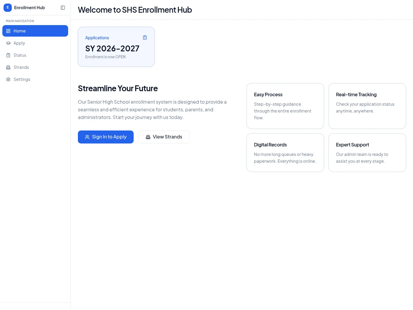 SHS Enrollment Hub