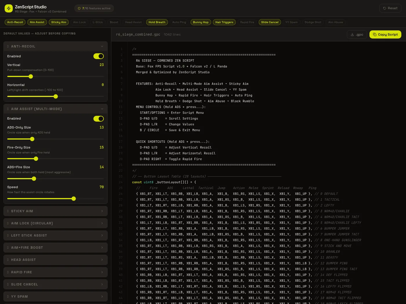 Rainbow Siege Zen Script