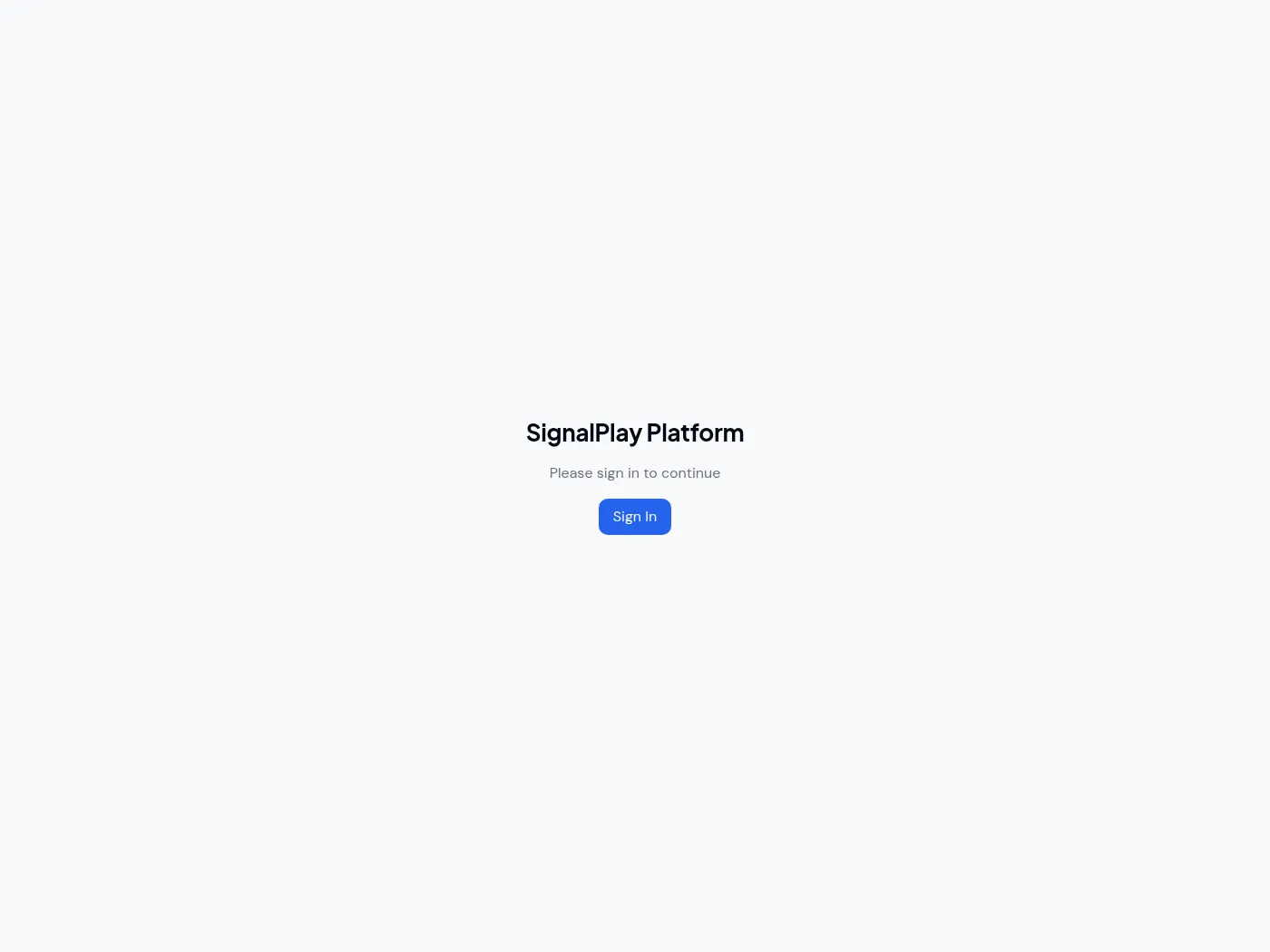 SignalPlay Platform