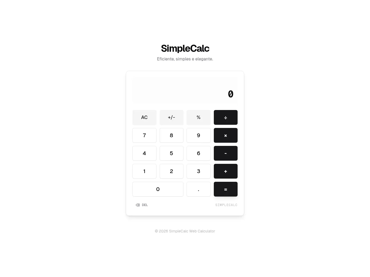 SimpleCalc Web Calculator
