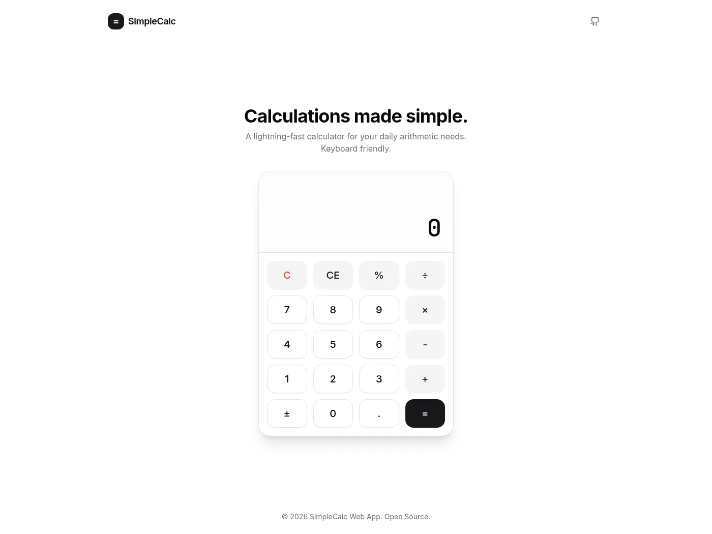 SimpleCalc Web App