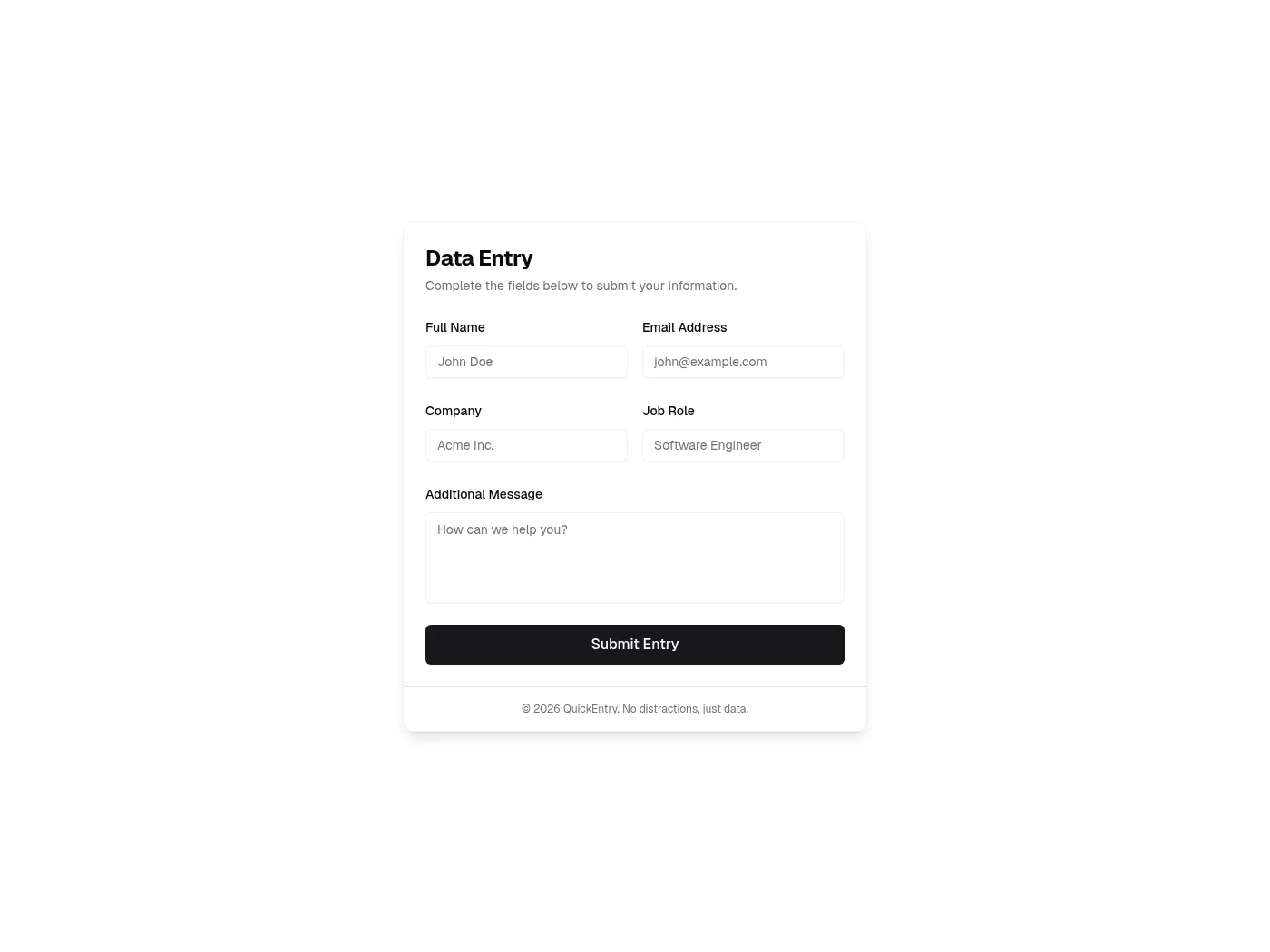 QuickEntry Form App