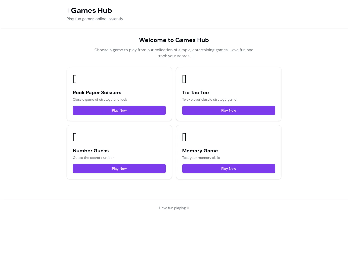 Simple Games Hub