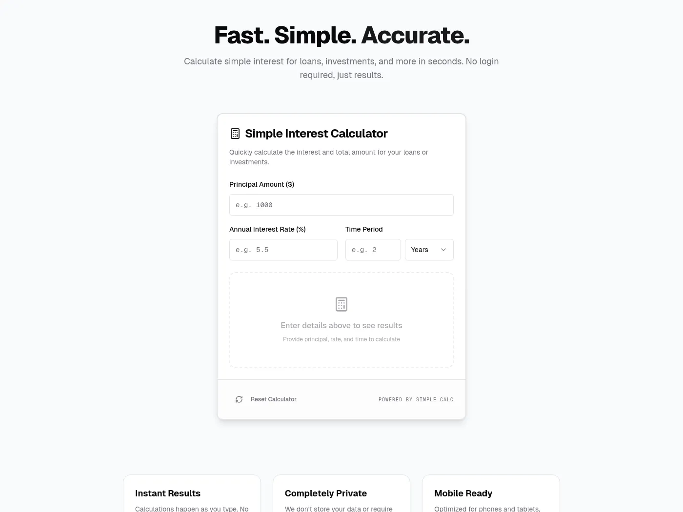 Simple Interest Calculator