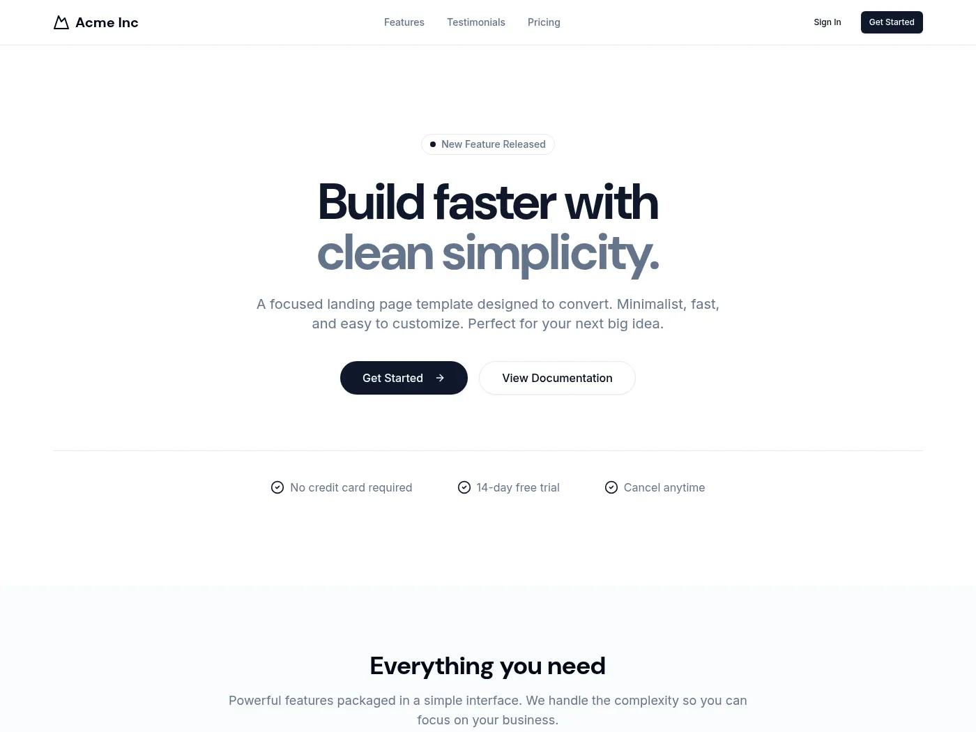 Clean Landing Page