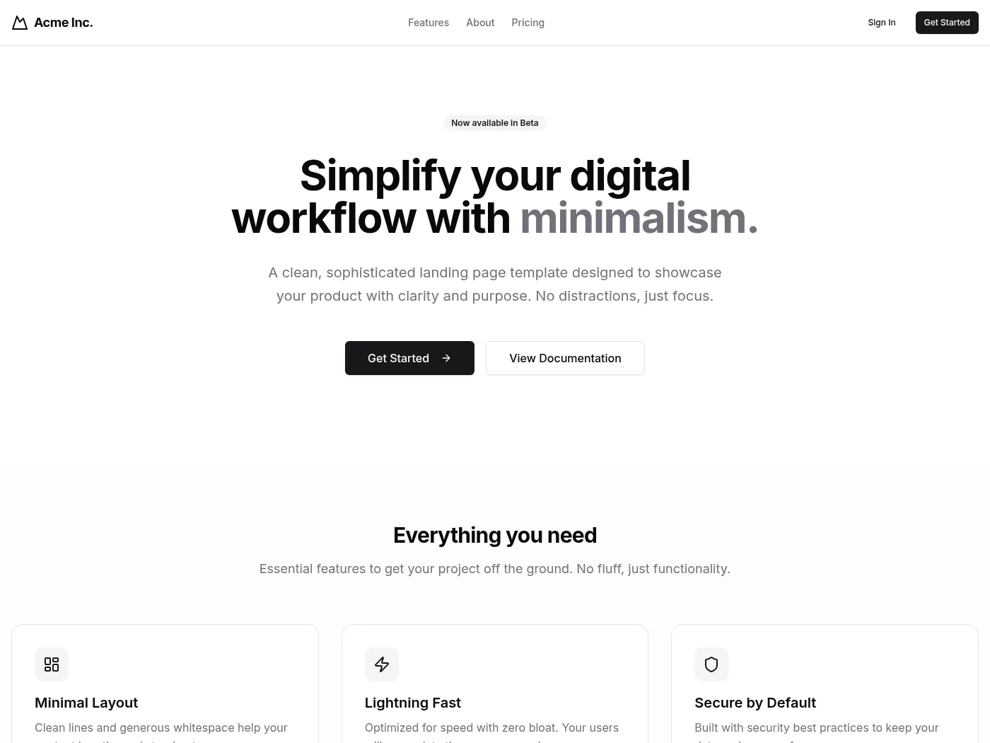 Minimal Landing Page