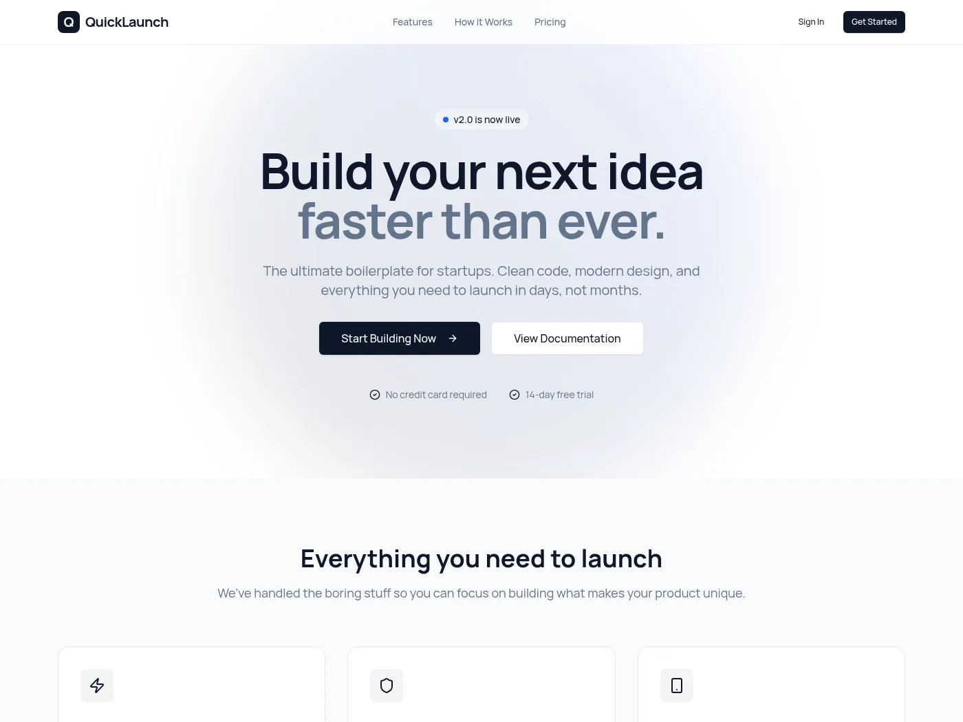 QuickLaunch Landing