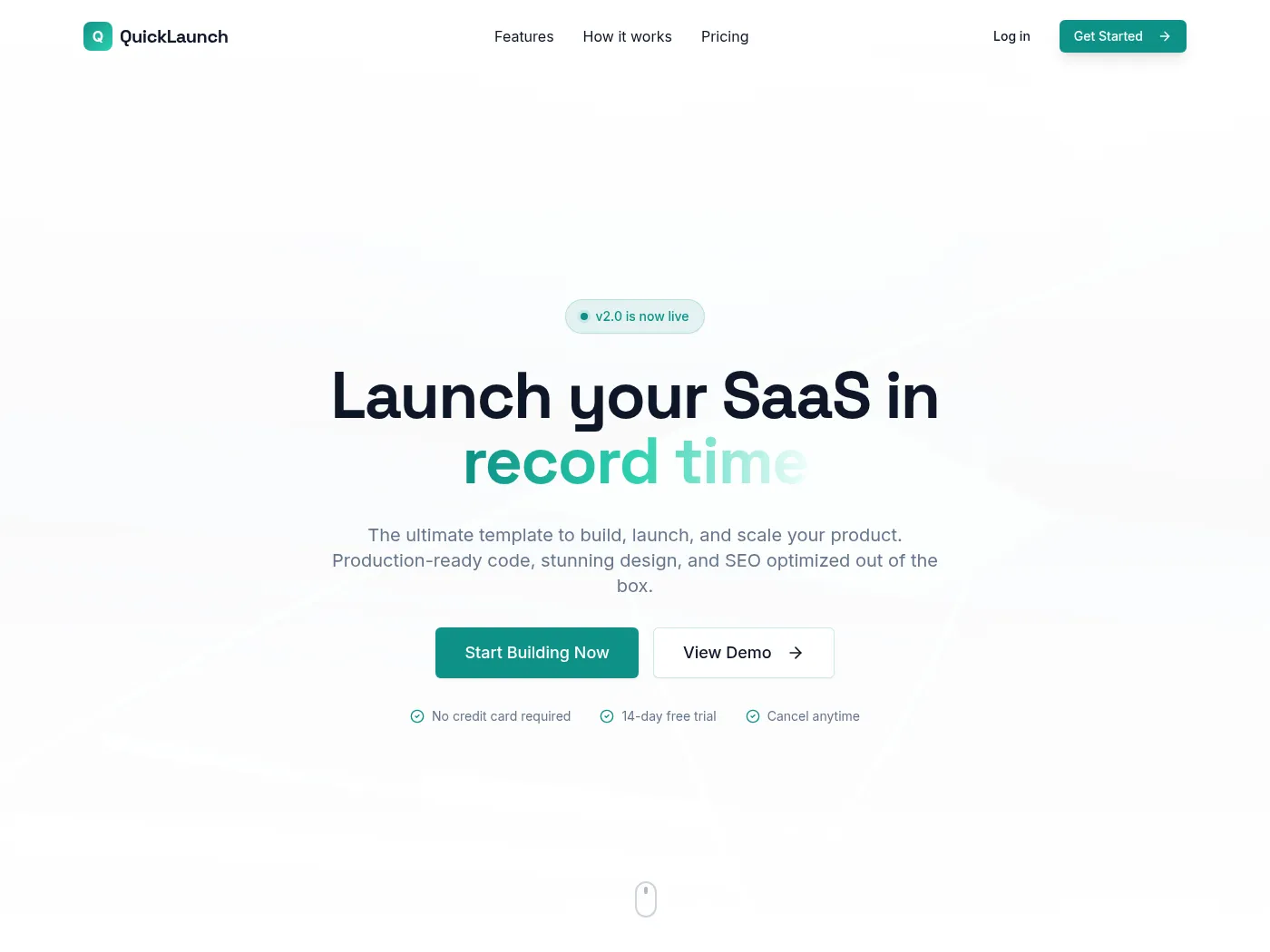 QuickLaunch Landing Page
