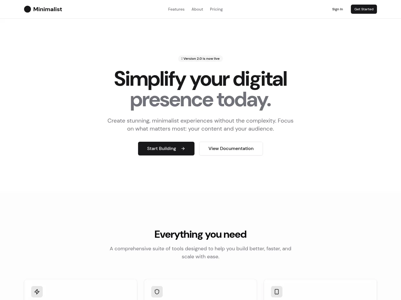 Minimalist Landing Page