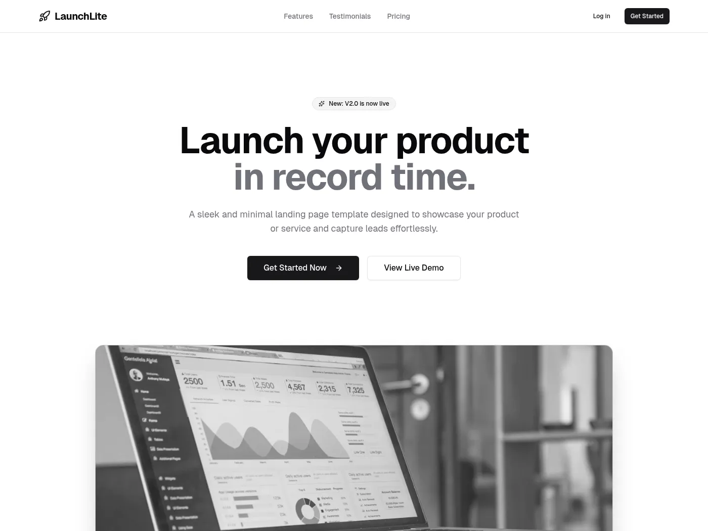 LaunchLite Landing Page