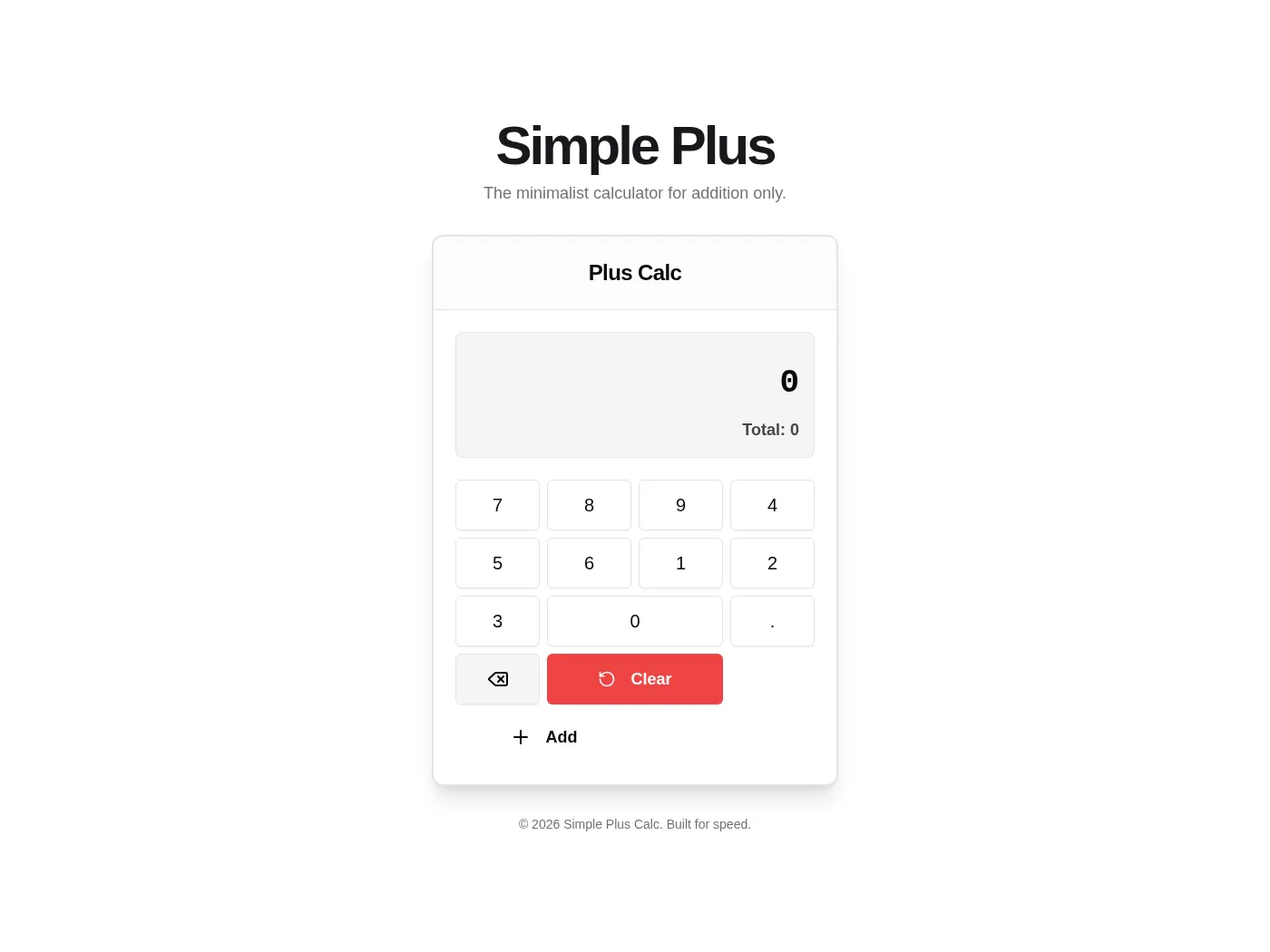 Simple Plus Calculator