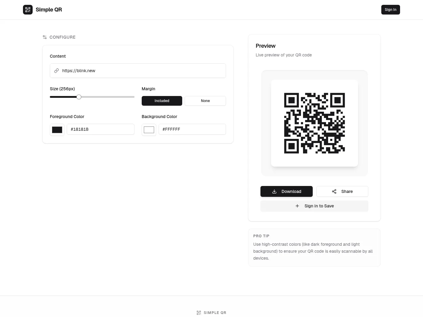 Simple QR Code Generator