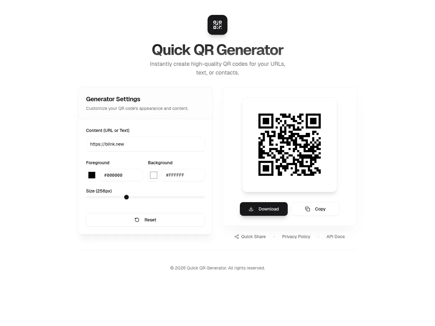 Quick QR Generator