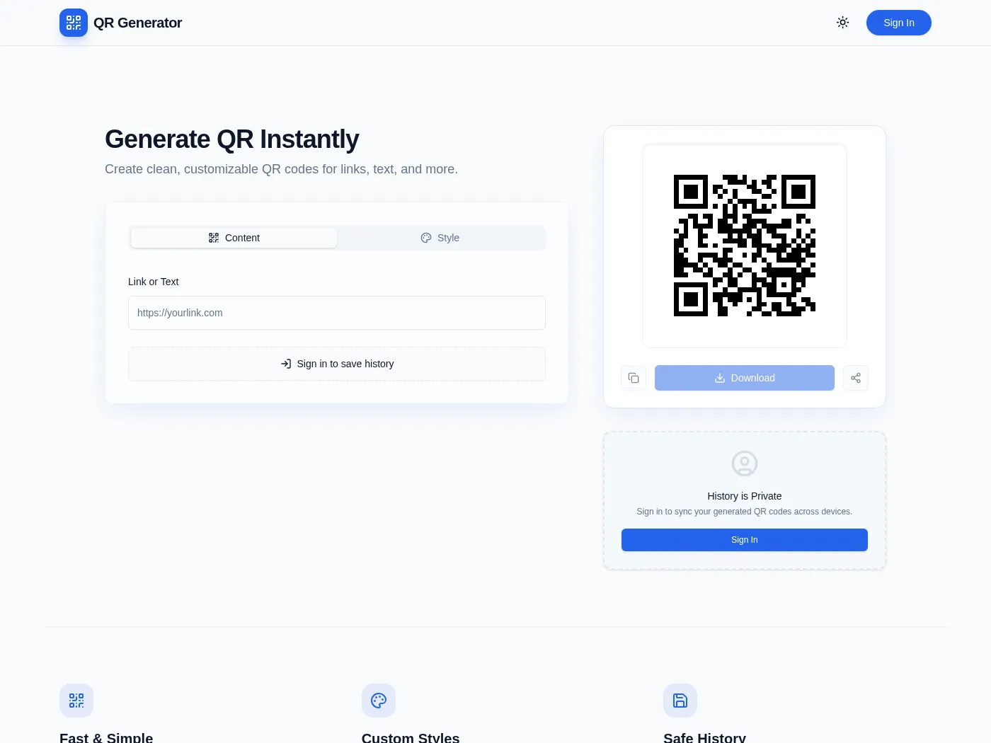 Simple QR Generator