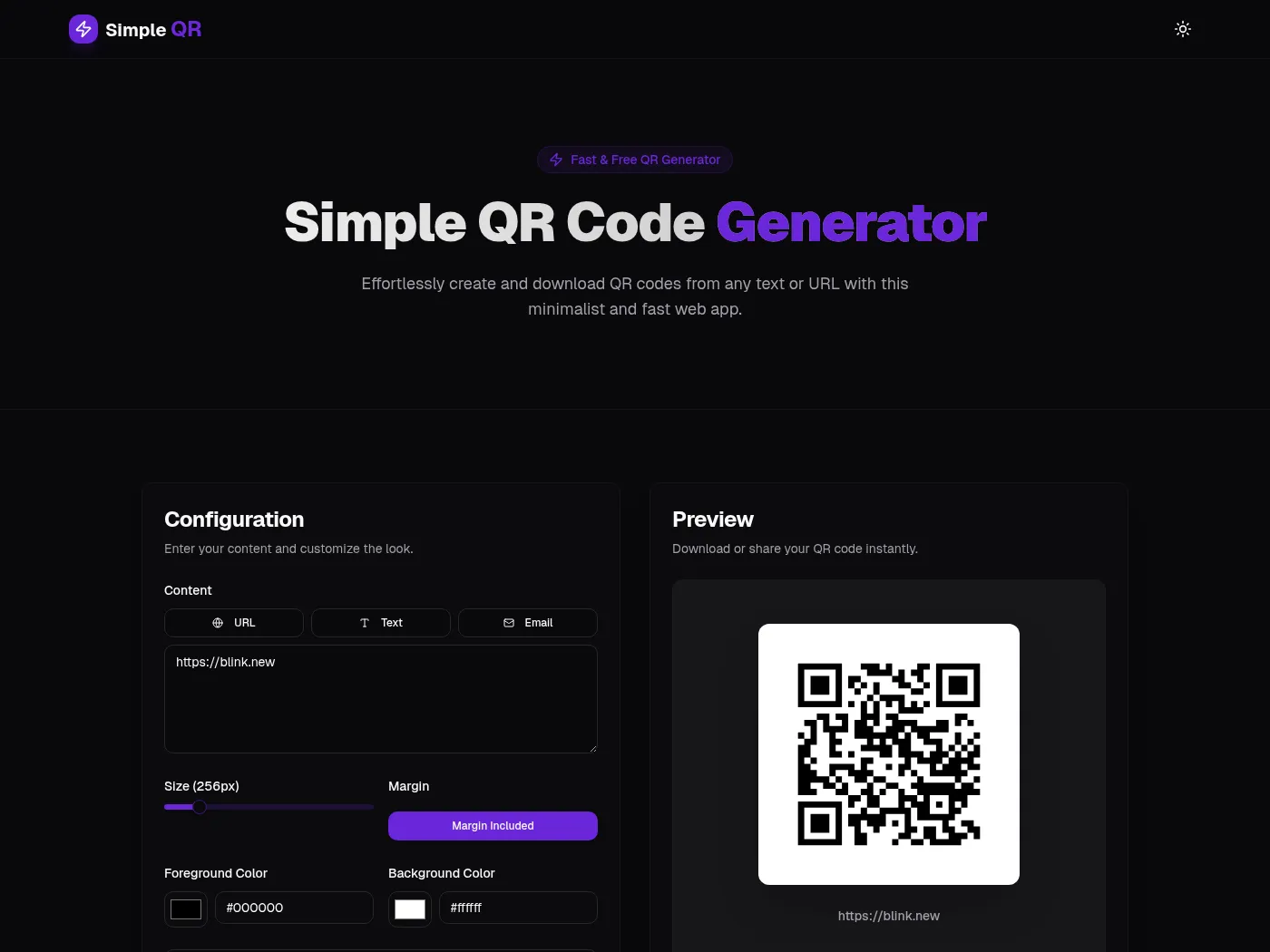 Simple QR Code Generator