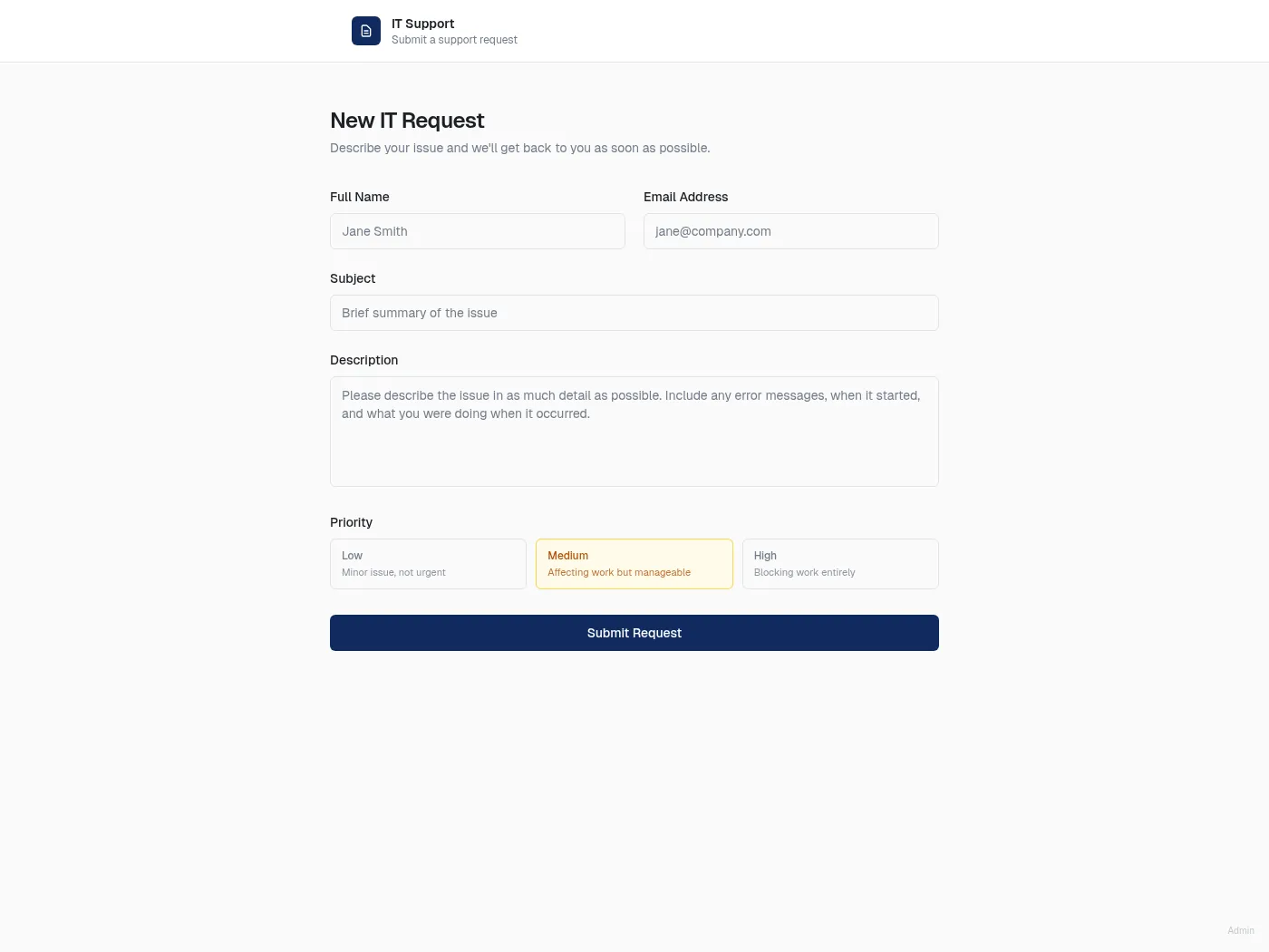 Simple IT Ticket Portal