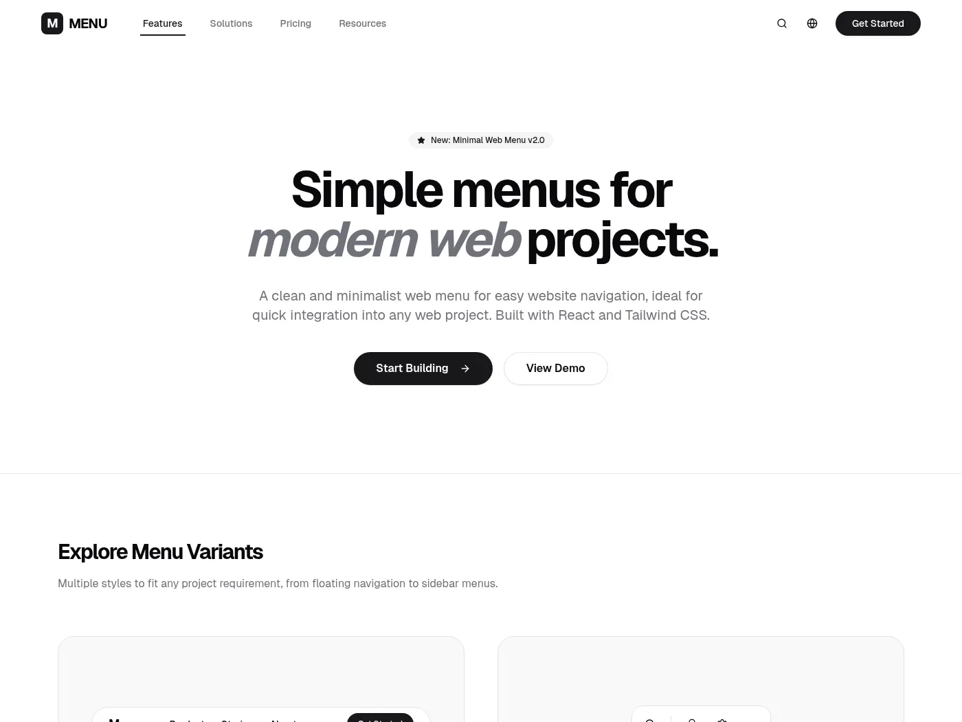 Simple Web Menu