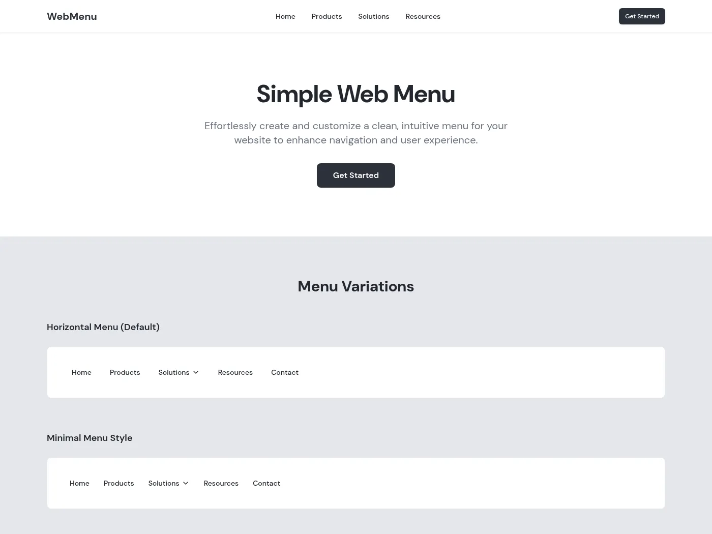 Simple Web Menu