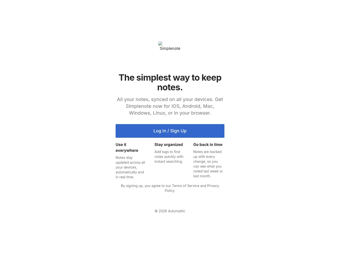 Simplenote Web Clone