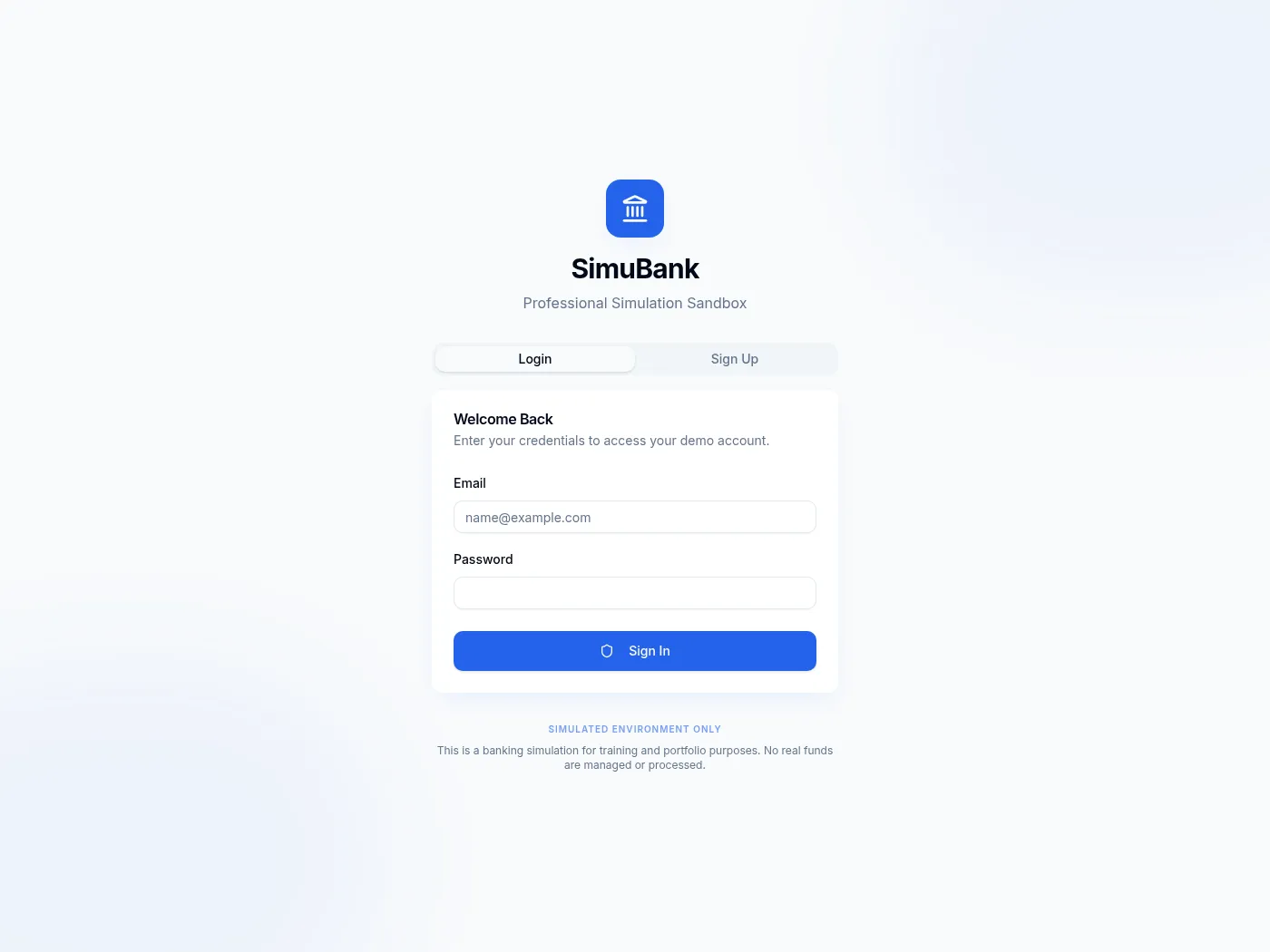 SimuBank UI Sandbox