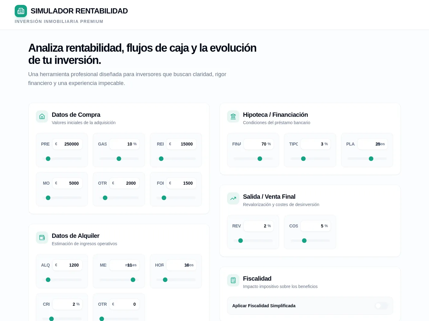 Simulador Rentabilidad Inmobiliaria