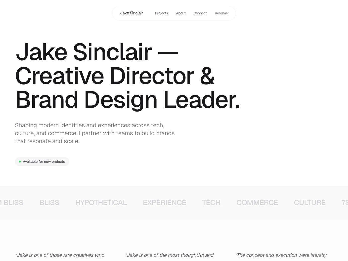 Jake Sinclair Portfolio Clone