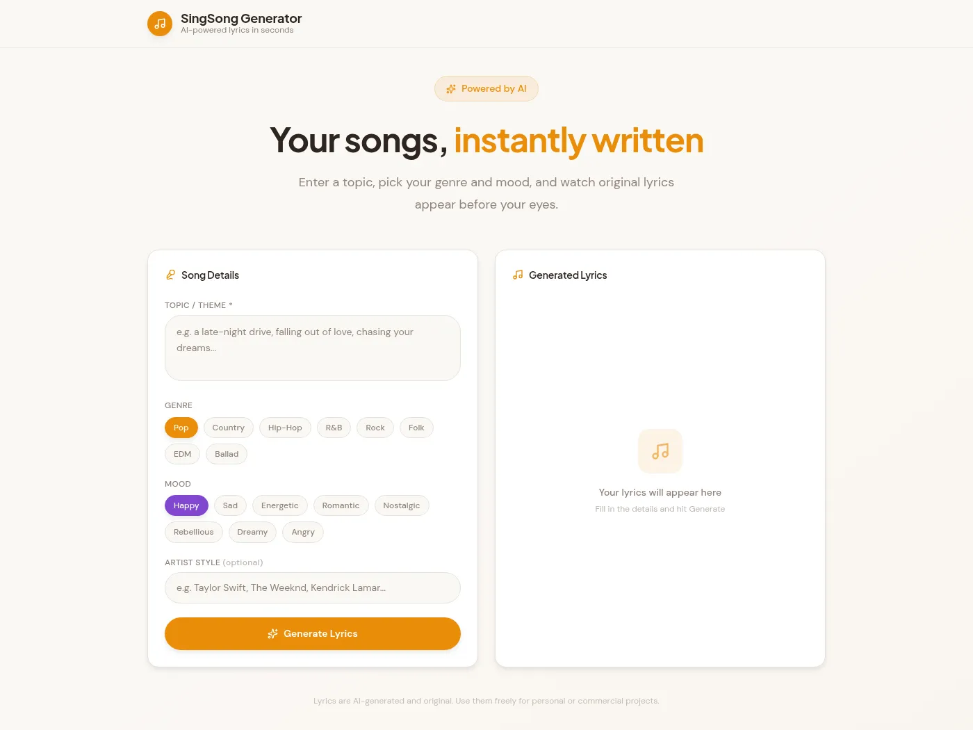 SingSong Generator