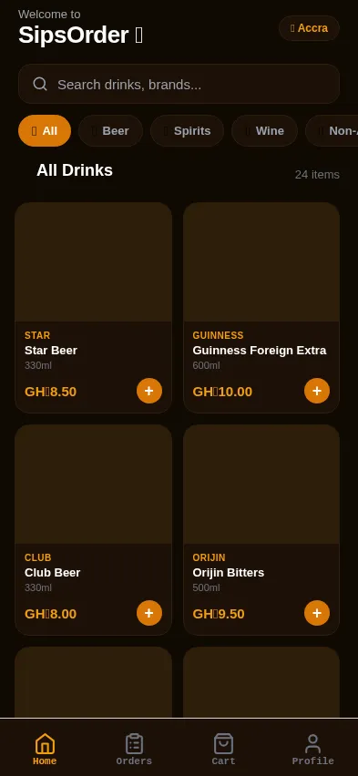 SipsOrder Mobile