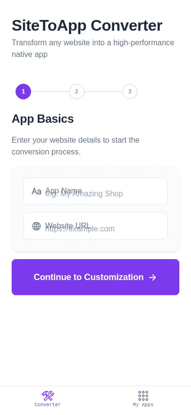 SiteToApp Converter