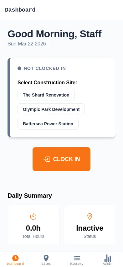 SiteClock Tracker
