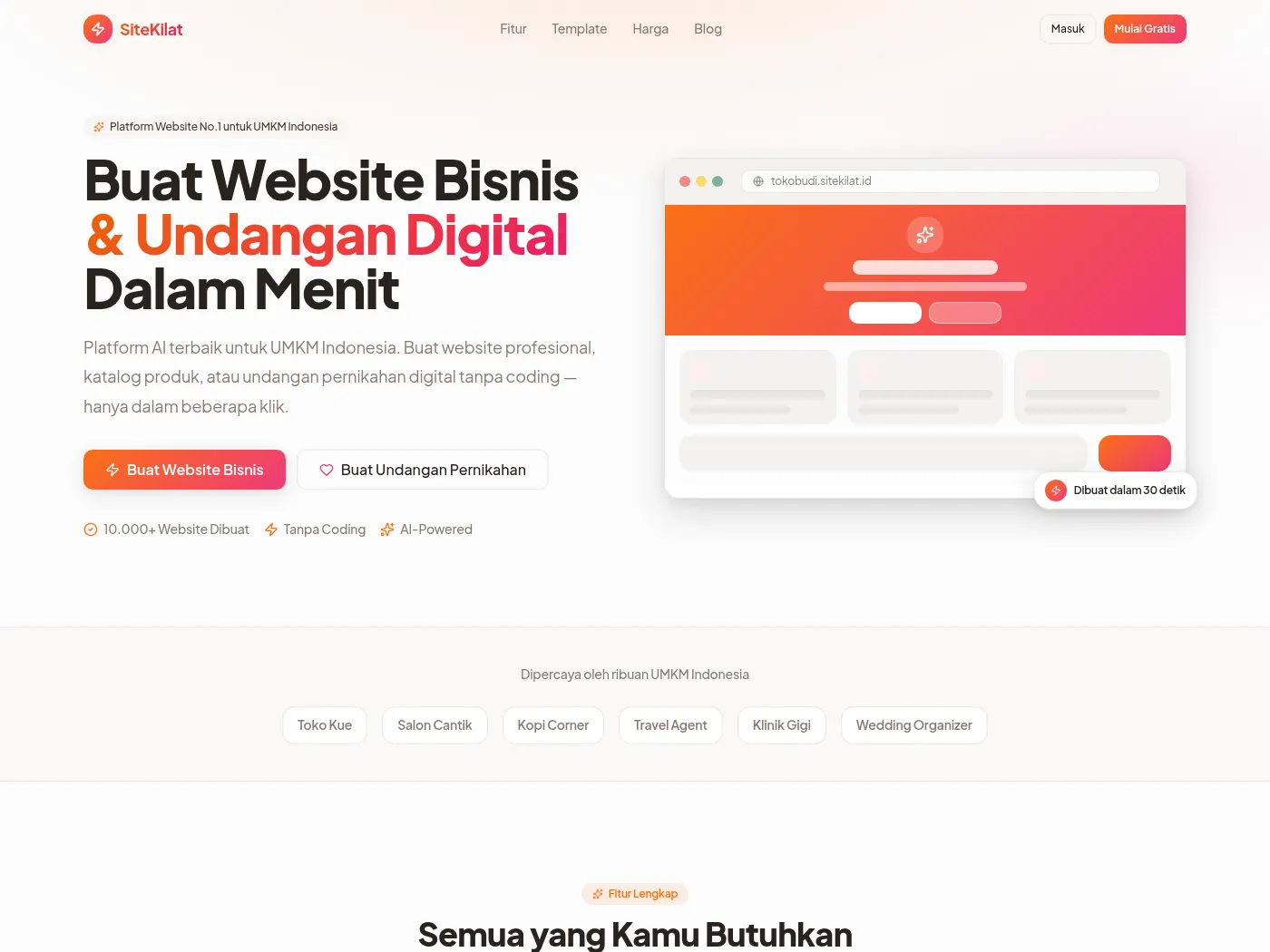 SiteKilat SaaS Builder