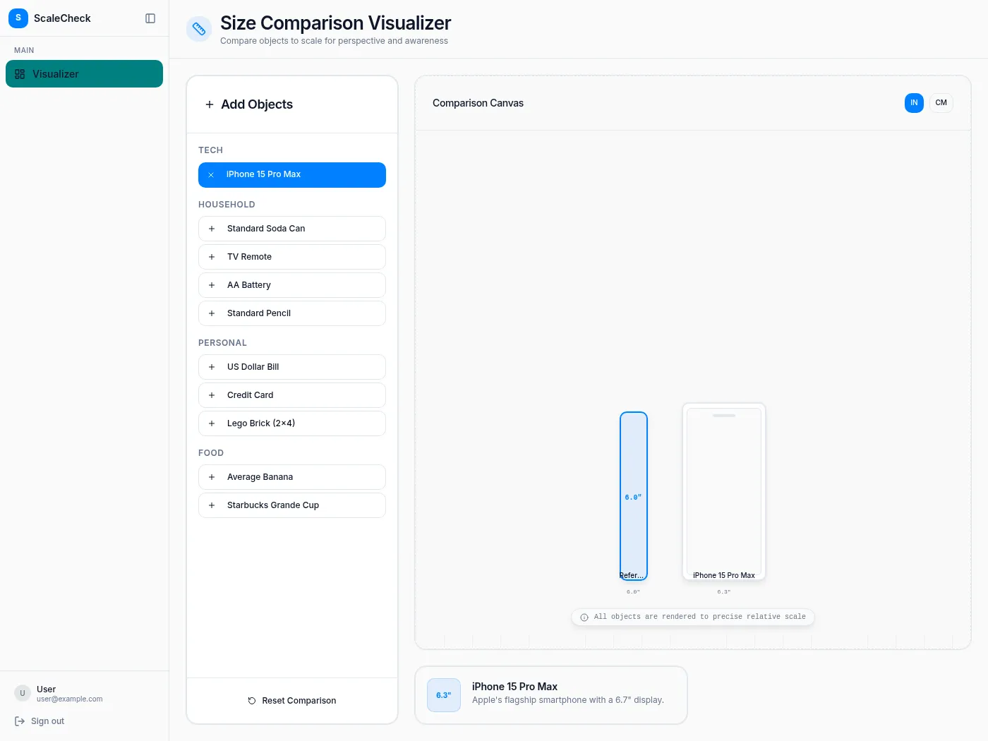 Size Comparison Visualizer
