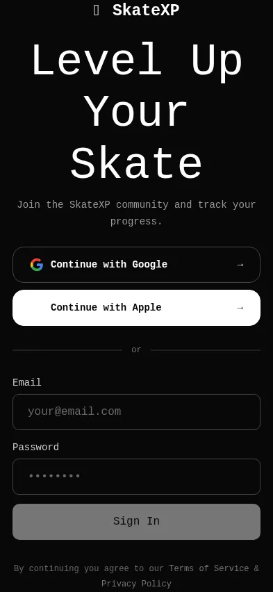 SkateXP Progression App