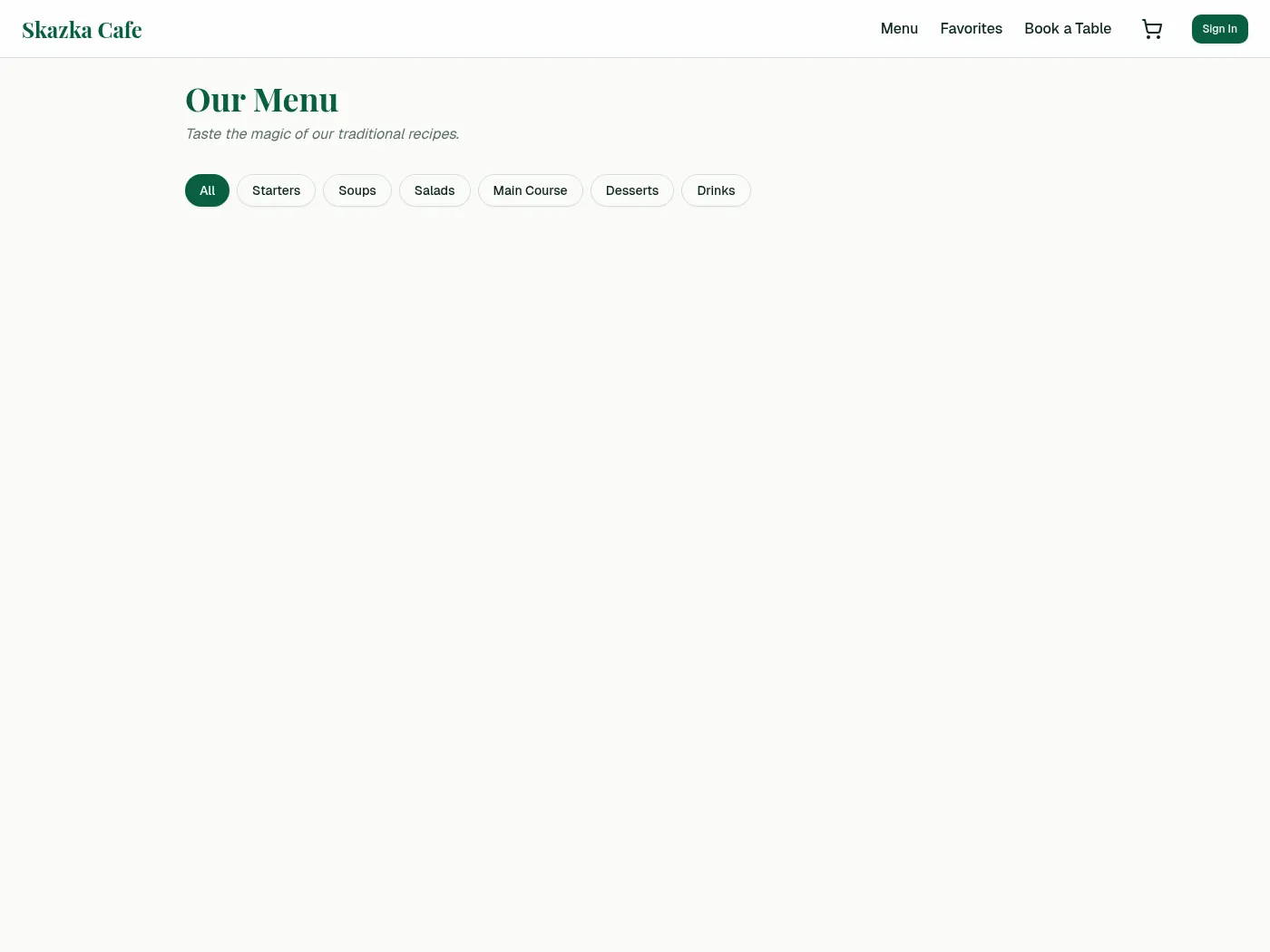 Skazka Cafe Web App