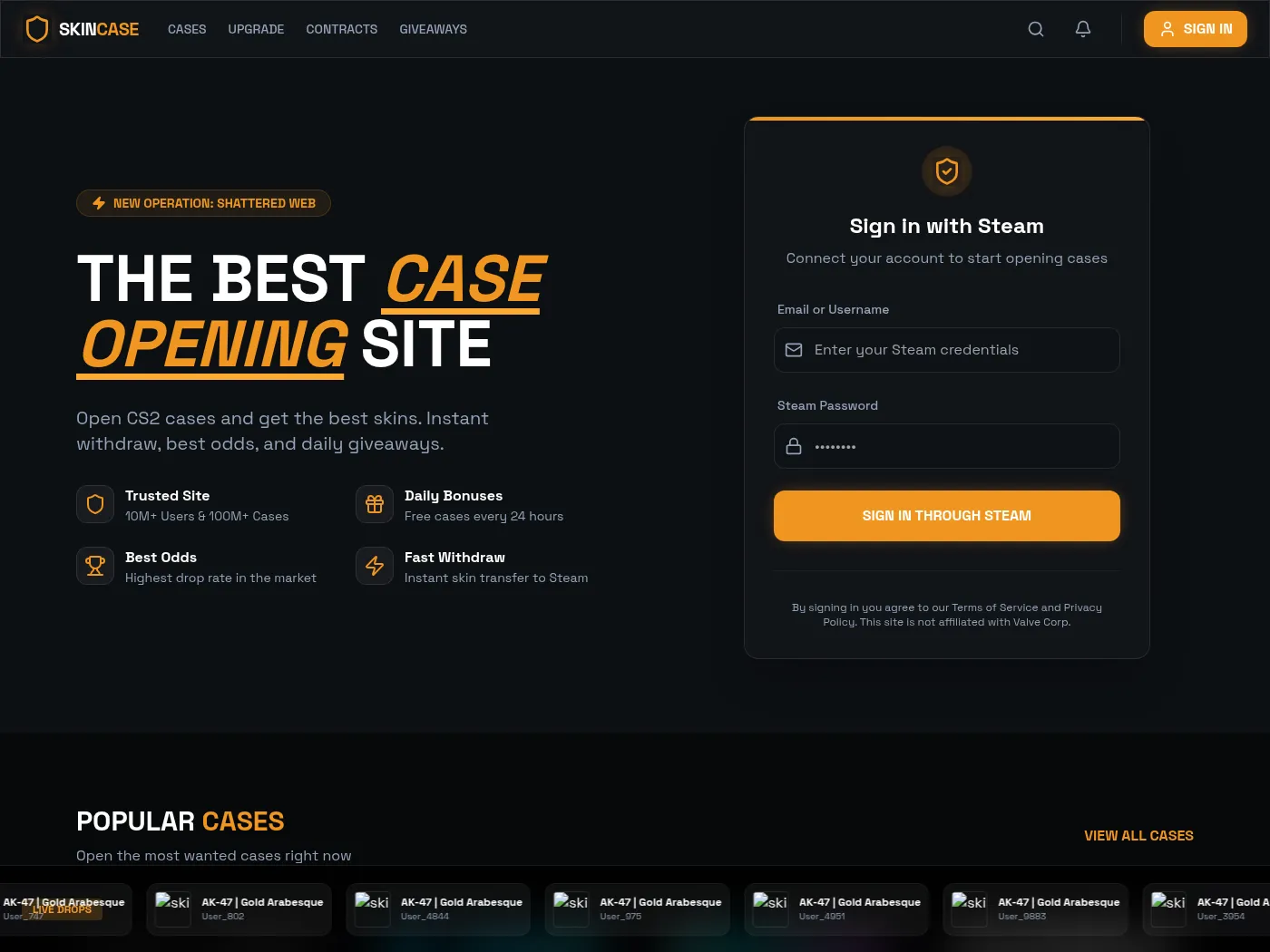 SkinCase Login Portal