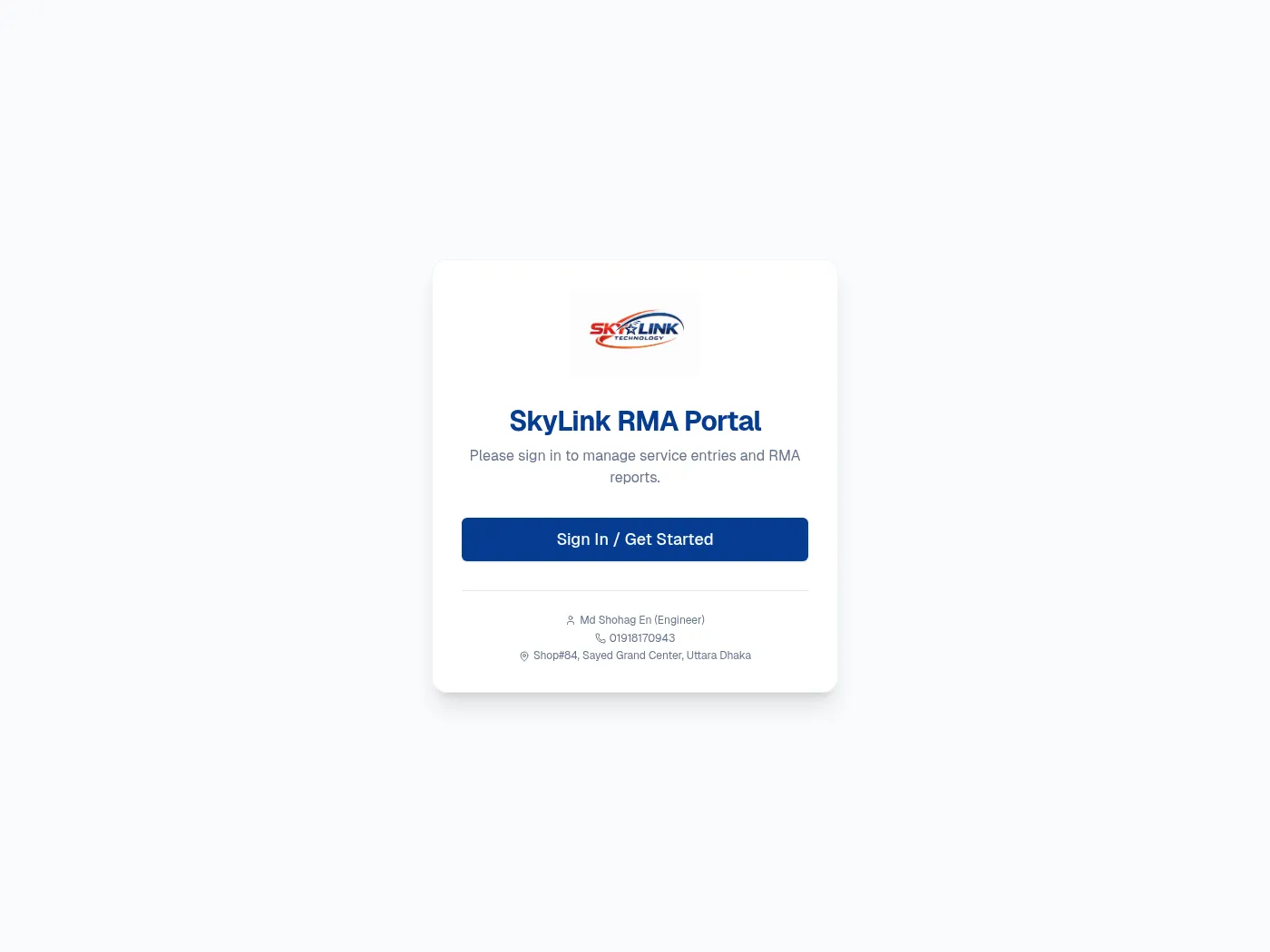 SkyLink RMA Portal